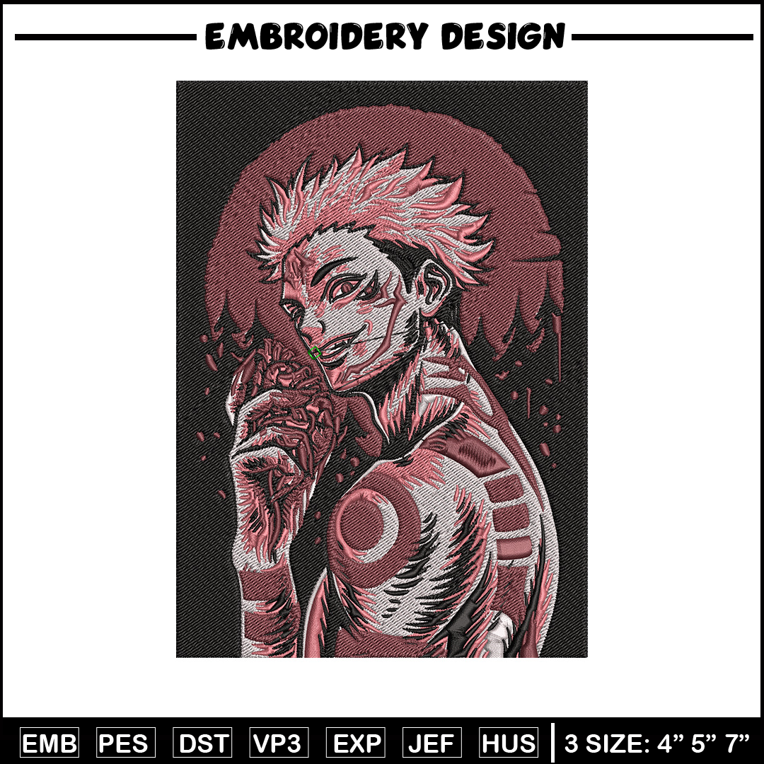 Sukuna poster Embroidery Design,Jujutsu Embroidery,Embroider - Inspire ...