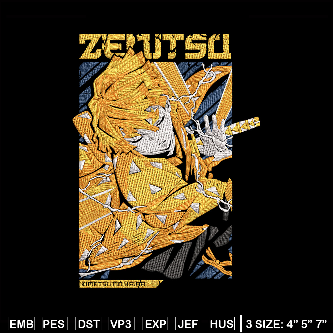 Zenitsu poster Embroidery Design, Demon slayer Embroidery,Em | Inspire ...