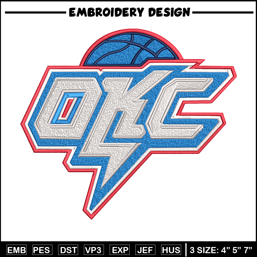 Oklahoma City Thunder logo embroidery design, NBA embroidery | Inspire ...