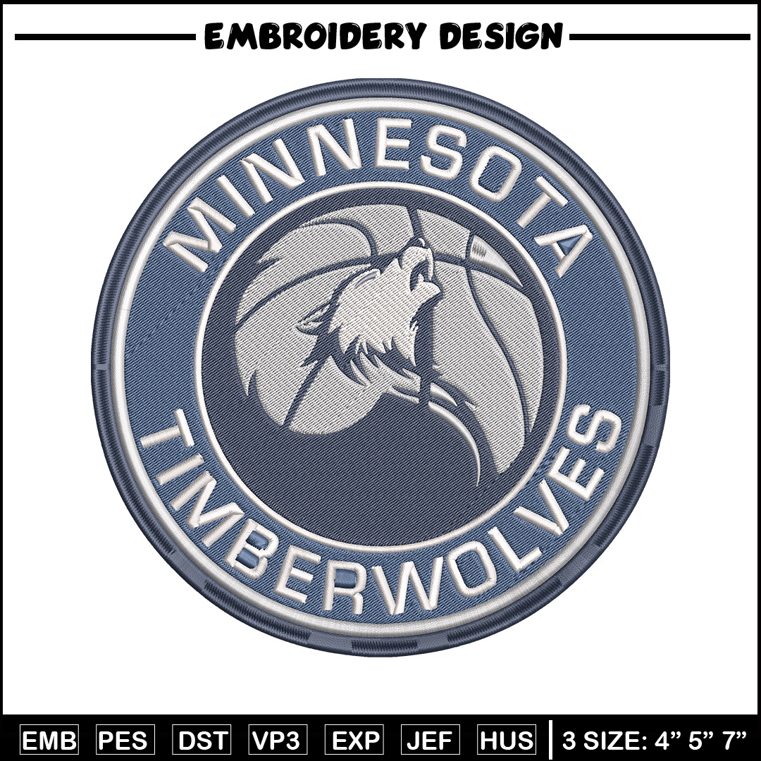 Timberwolves logo embroidery design, NBA embroidery, Sport e | Inspire ...