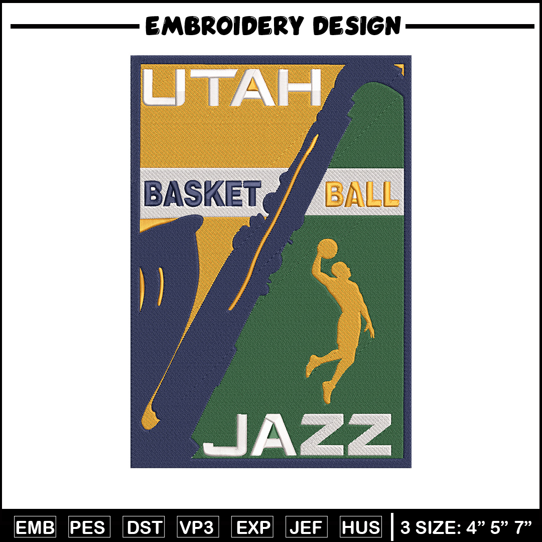 Utah Jazz logo embroidery design, NBA embroidery, Sport embr | Inspire ...