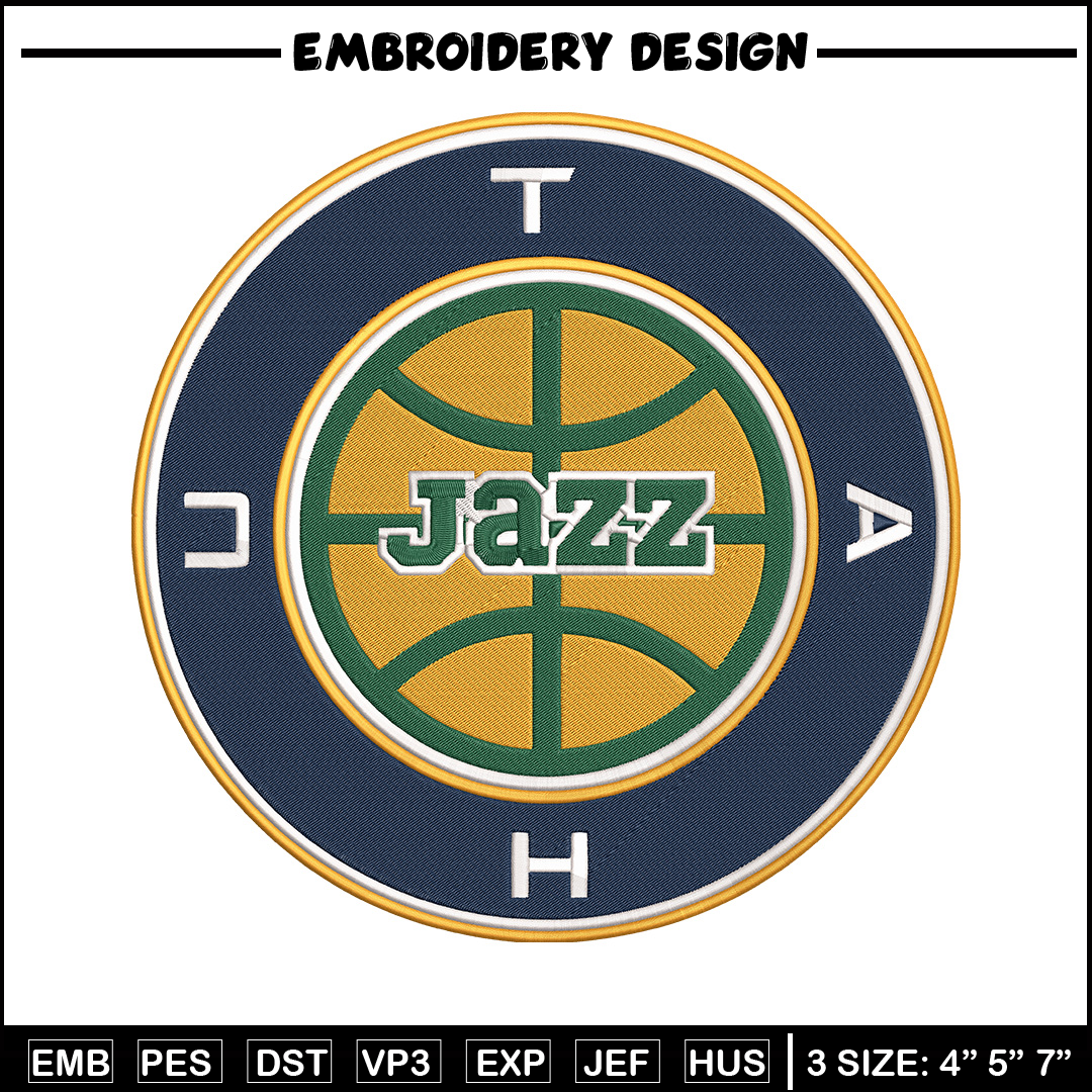 Utah Jazz logo embroidery design, NBA embroidery, Sport embr | Inspire ...