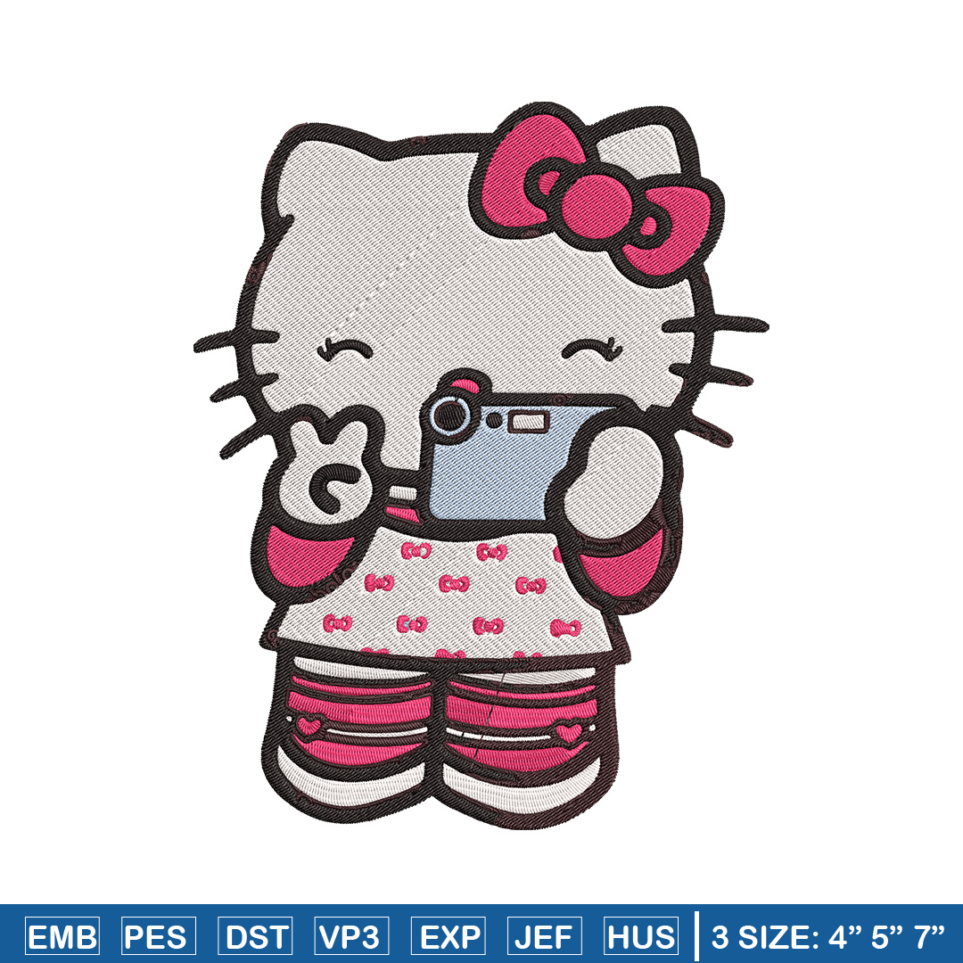 Hello kitty selfie Embroidery Design, Hello kitty Embroidery | Inspire ...