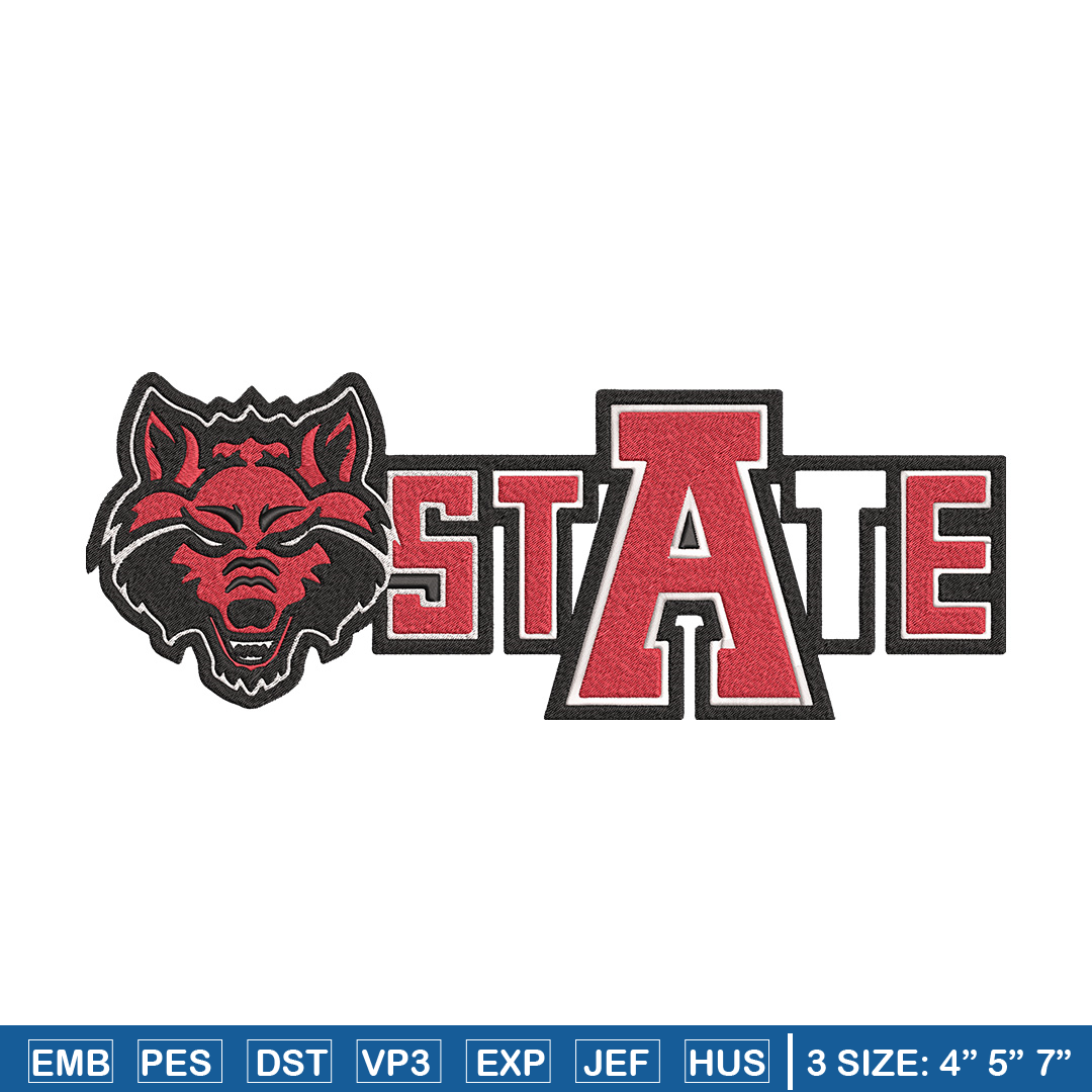 Arkansas State logo embroidery design, NCAA embroidery, Spor | Inspire ...