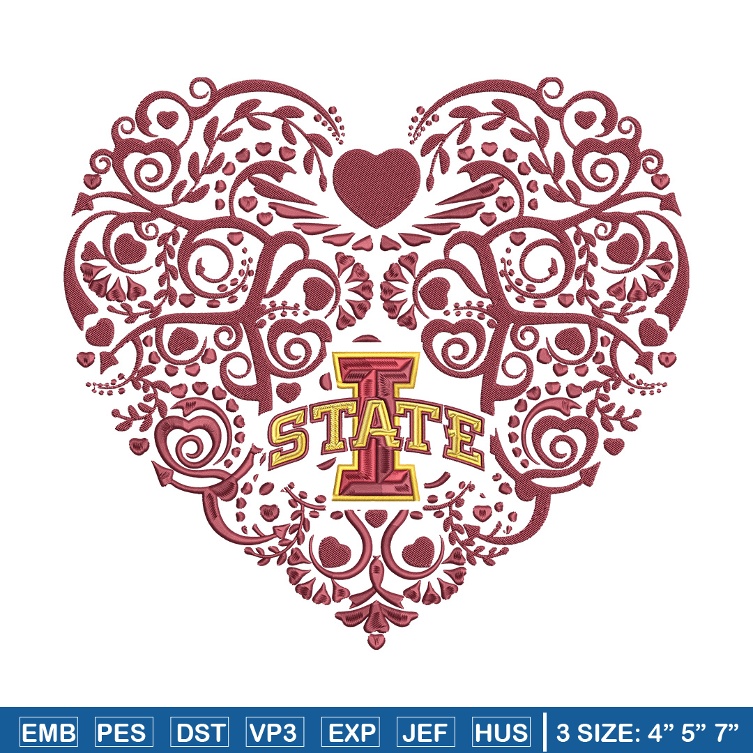 Iowa State Cyclones heart embroidery design, Sport embroider | Inspire ...