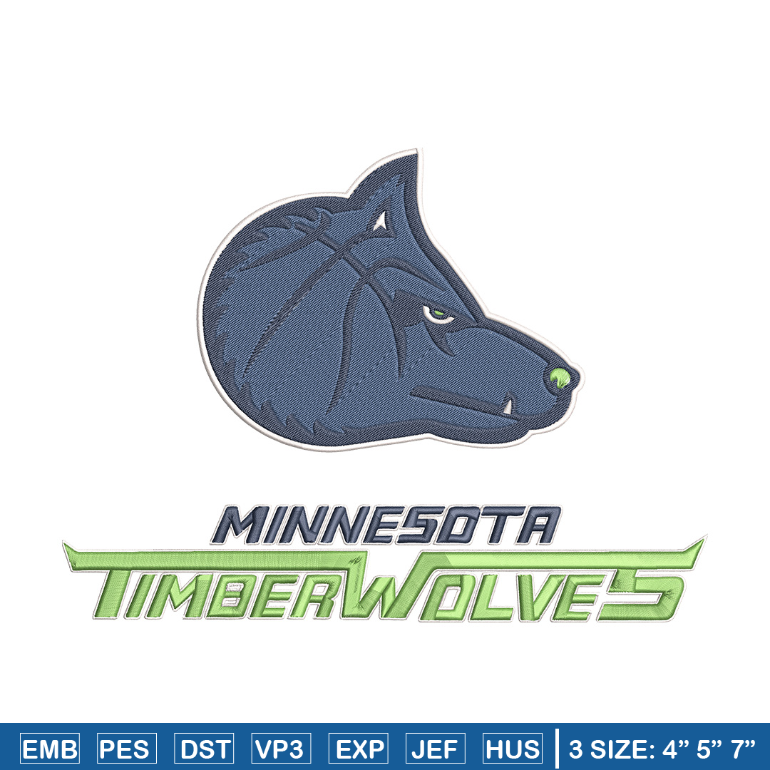 Minnesota Timberwolves logo embroidery design, NBA embroider | Inspire ...