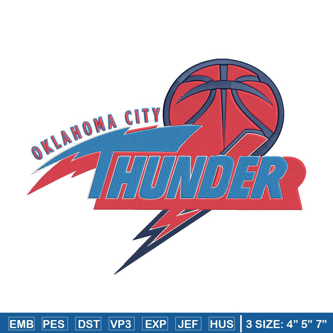 Oklahoma City Thunder logo embroidery design,NBA embroidery, | Inspire ...