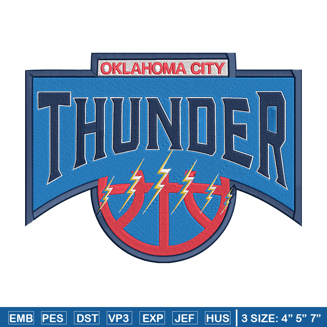 Oklahoma Thunder logo embroidery design,NBA embroidery,Sport | Inspire ...