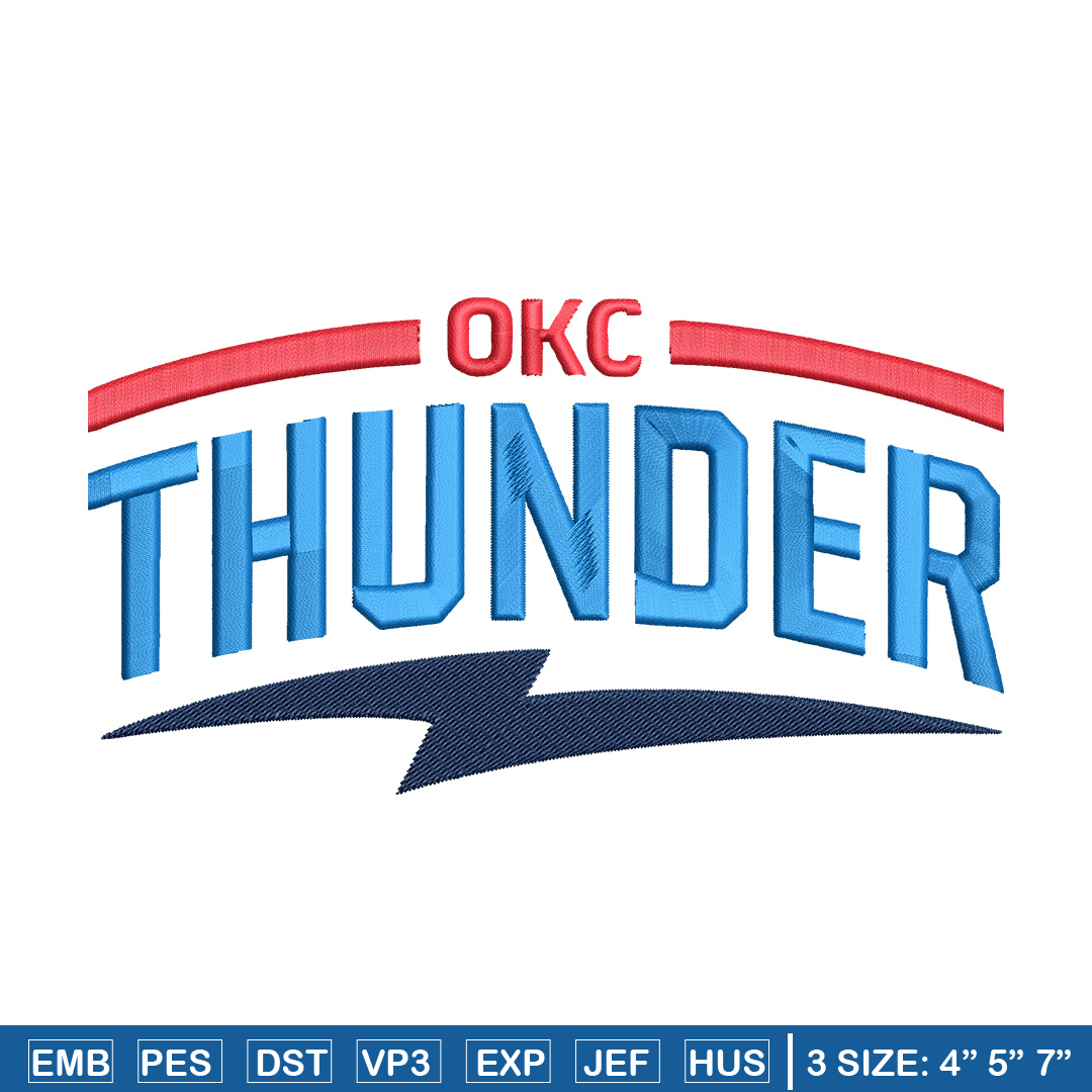 Oklahoma Thunder logo embroidery design,NBA embroidery,Sport | Inspire ...
