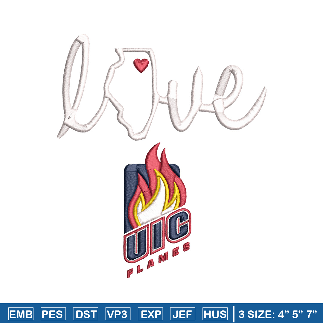 UIC Flames Logo embroidery design, NCAA embroidery, Sport em | Inspire Uplift