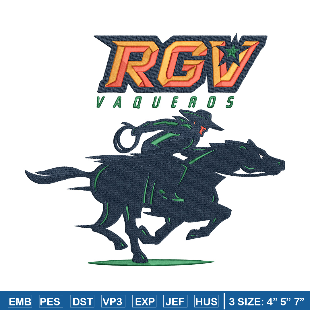 UTRGV Vaqueros poster embroidery design,NCAA embroidery, Emb | Inspire ...