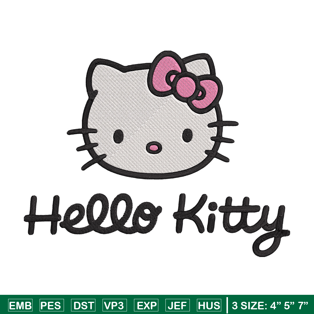 Hello Kitty logo Embroidery Design, Hello kitty Embroidery, | Inspire ...