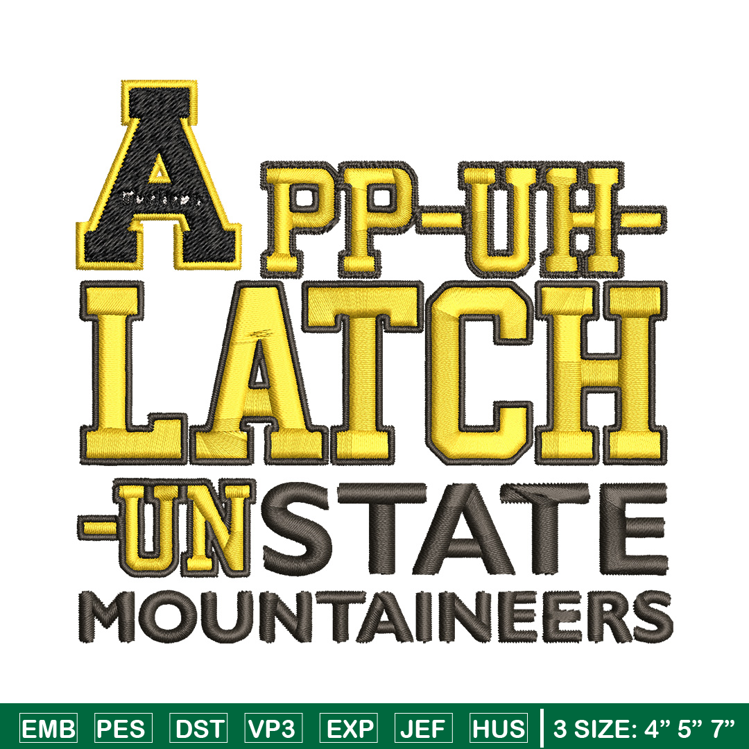 Appalachian State logo embroidery design, Sport embroidery, | Inspire ...