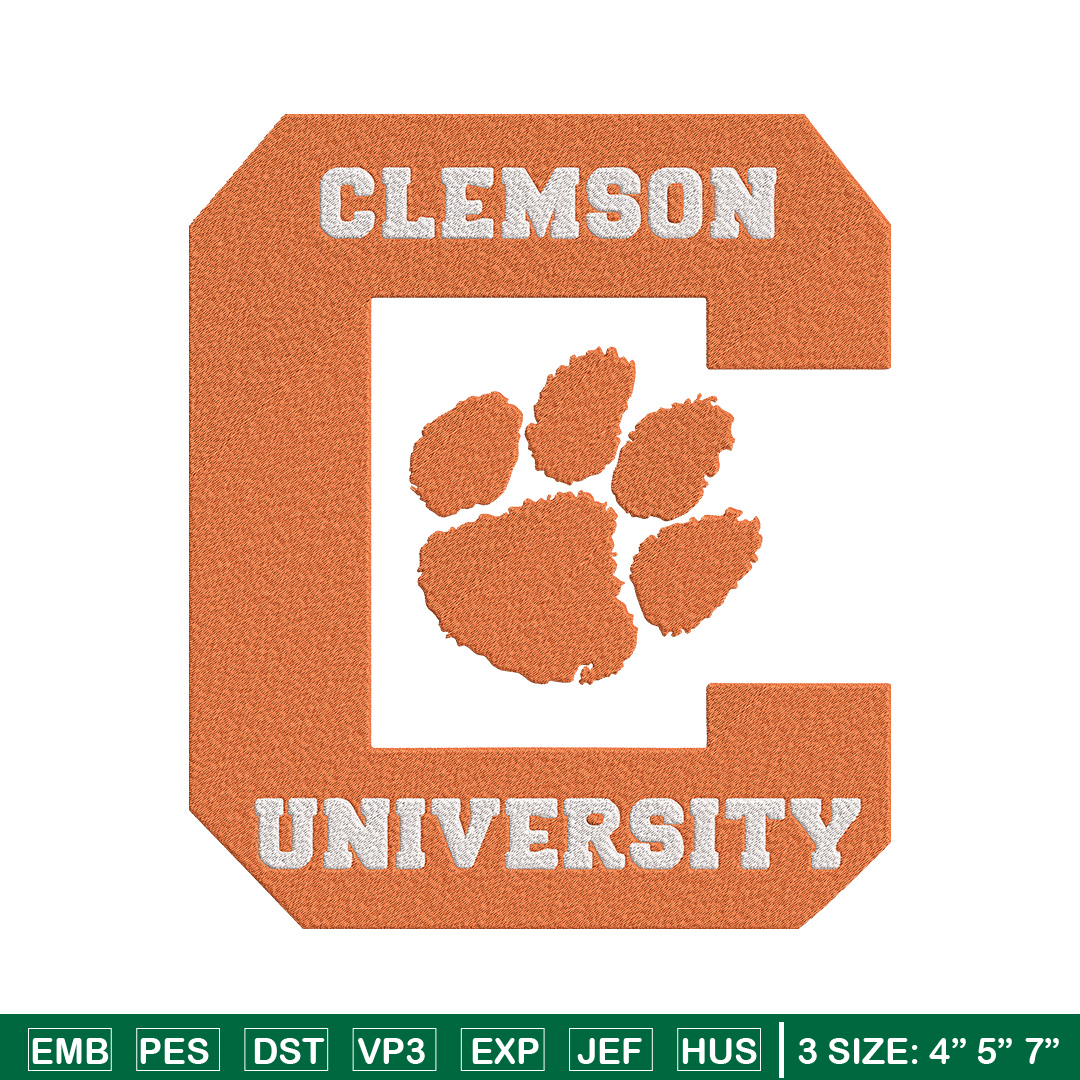 Clemson University logo embroidery design,NCAA embroidery,Sp | Inspire ...