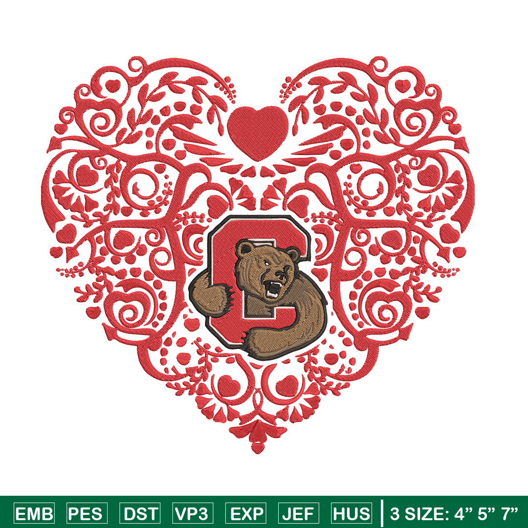 Cornell University heart embroidery design, Sport embroidery | Inspire ...