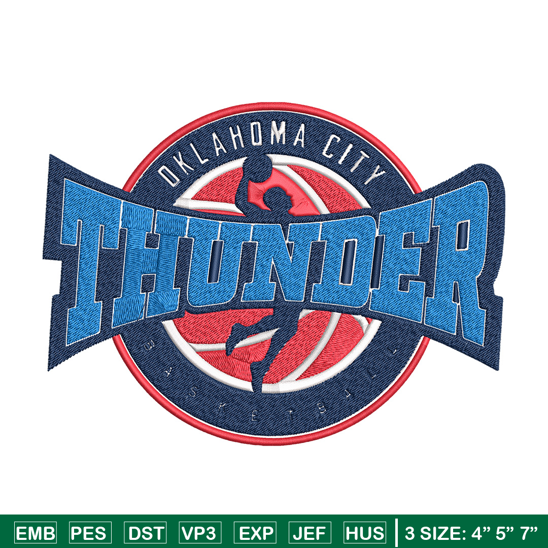 Oklahoma City Thunder logo embroidery design,NBA embroidery, | Inspire ...