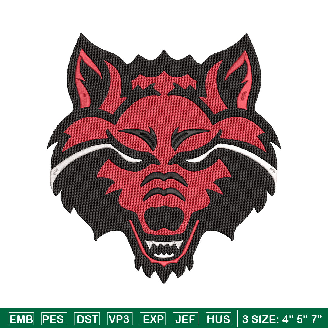 Red Wolves logo embroidery design, NCAA embroidery,Sport emb | Inspire ...