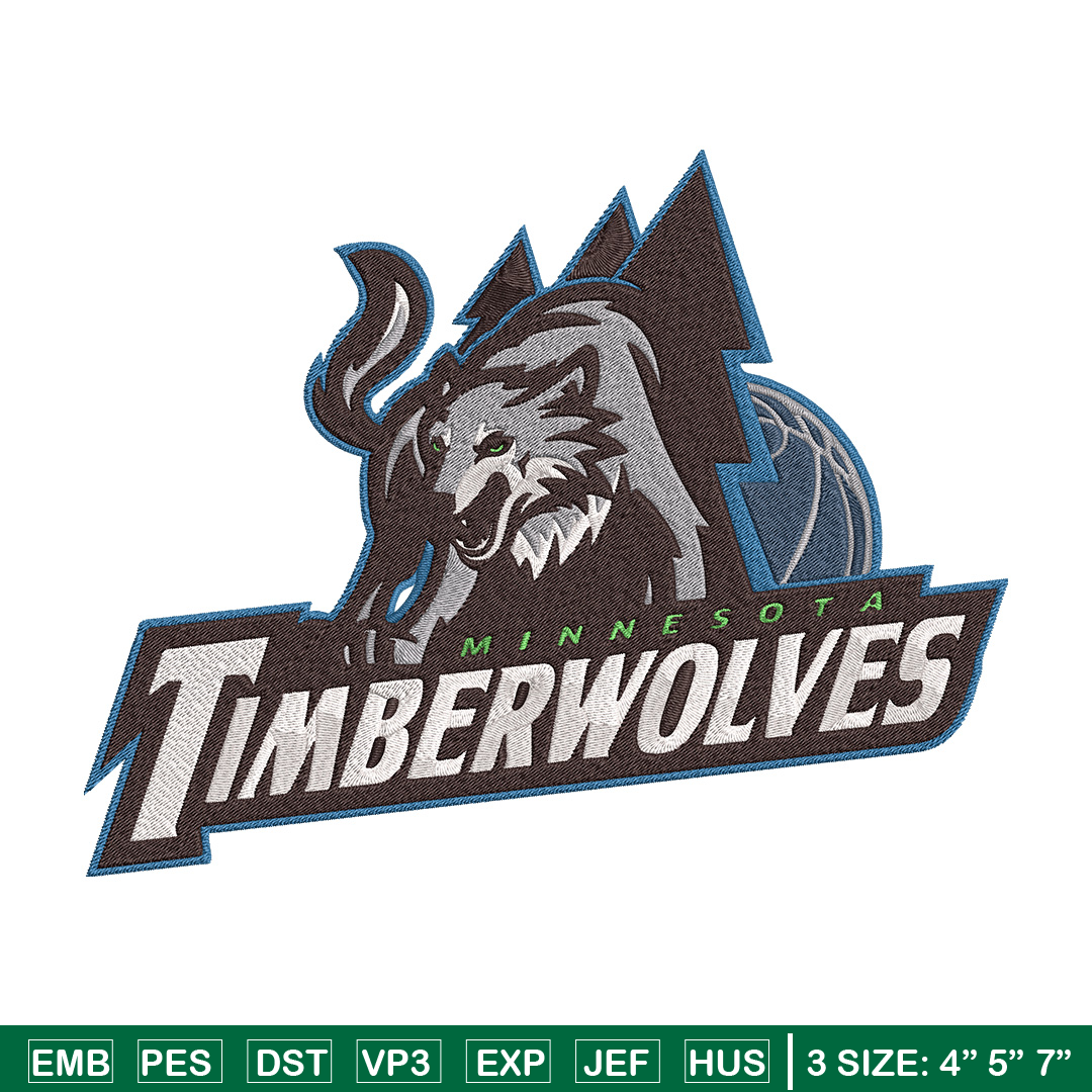 Timberwolves logo embroidery design, NBA embroidery, Sport e | Inspire ...
