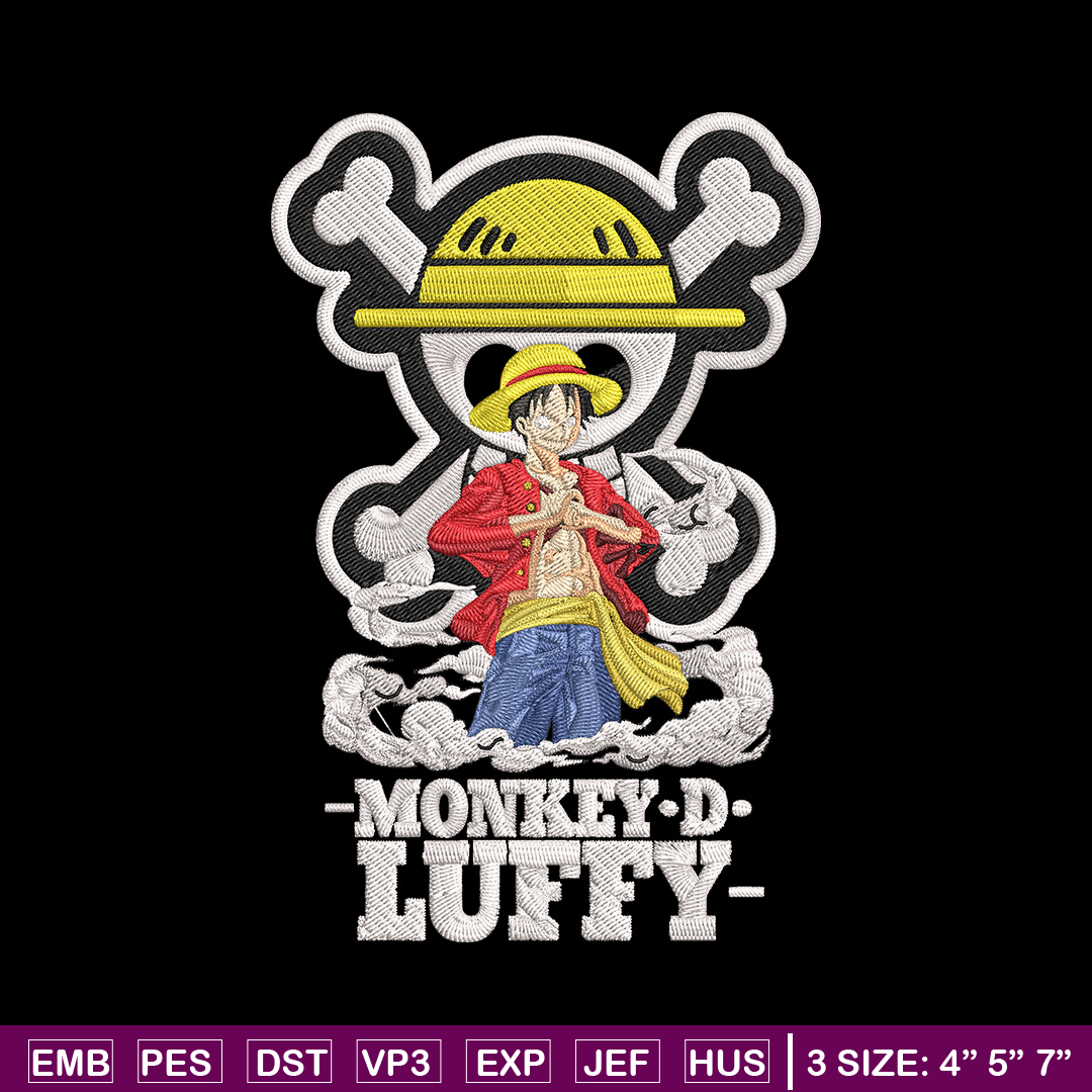 Monkey D Luffy Embroidery Design,One piece Embroidery, Embro - Inspire ...