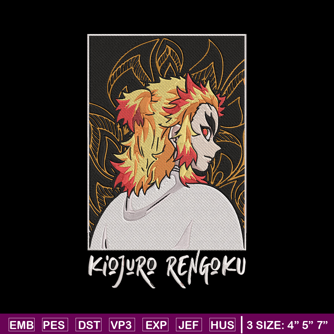 Rengoku Kyoujurou Embroidery Design, Demon slayer Embroidery | Inspire ...
