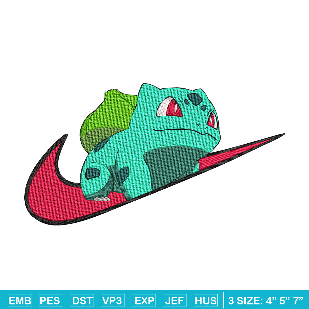 Bulbasaur x nike Embroidery Design, Pokemon Embroidery, Embr | Inspire ...