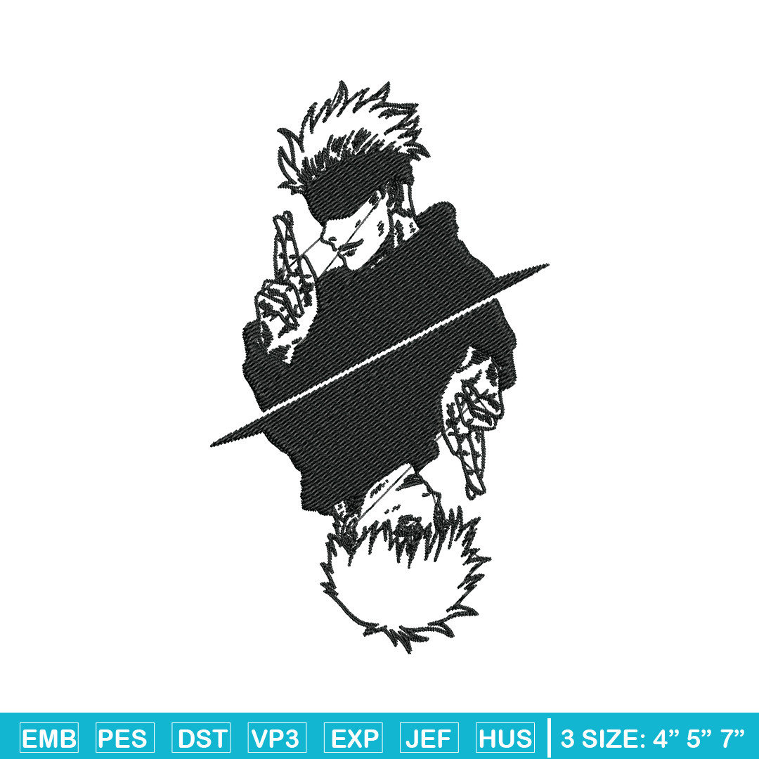 Gojo poster Embroidery Design, Jujutsu Embroidery, Embroider - Inspire ...