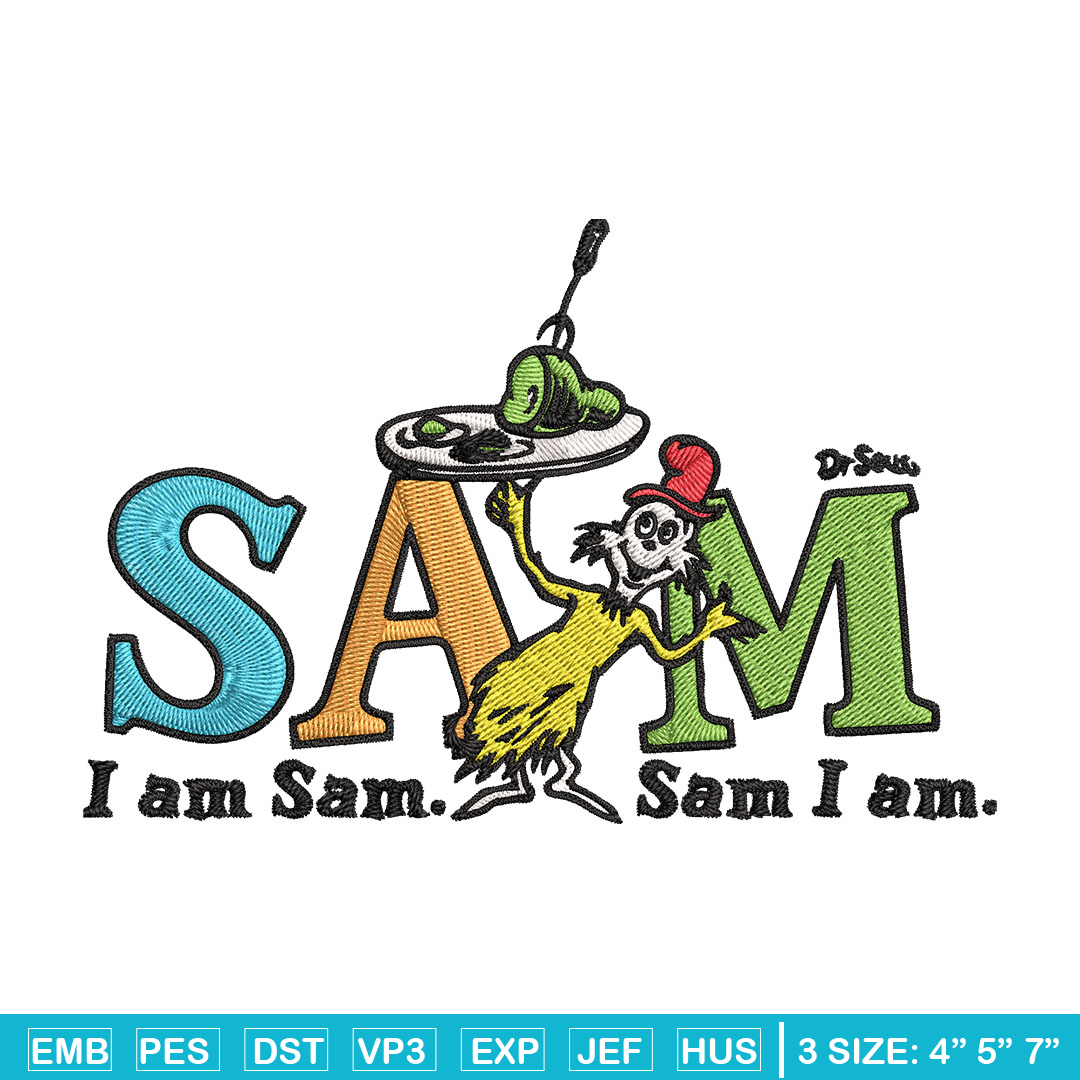 I am Sam Sam I Am Dr. Seuss Embroidery Design, Dr Seuss Embr | Inspire ...