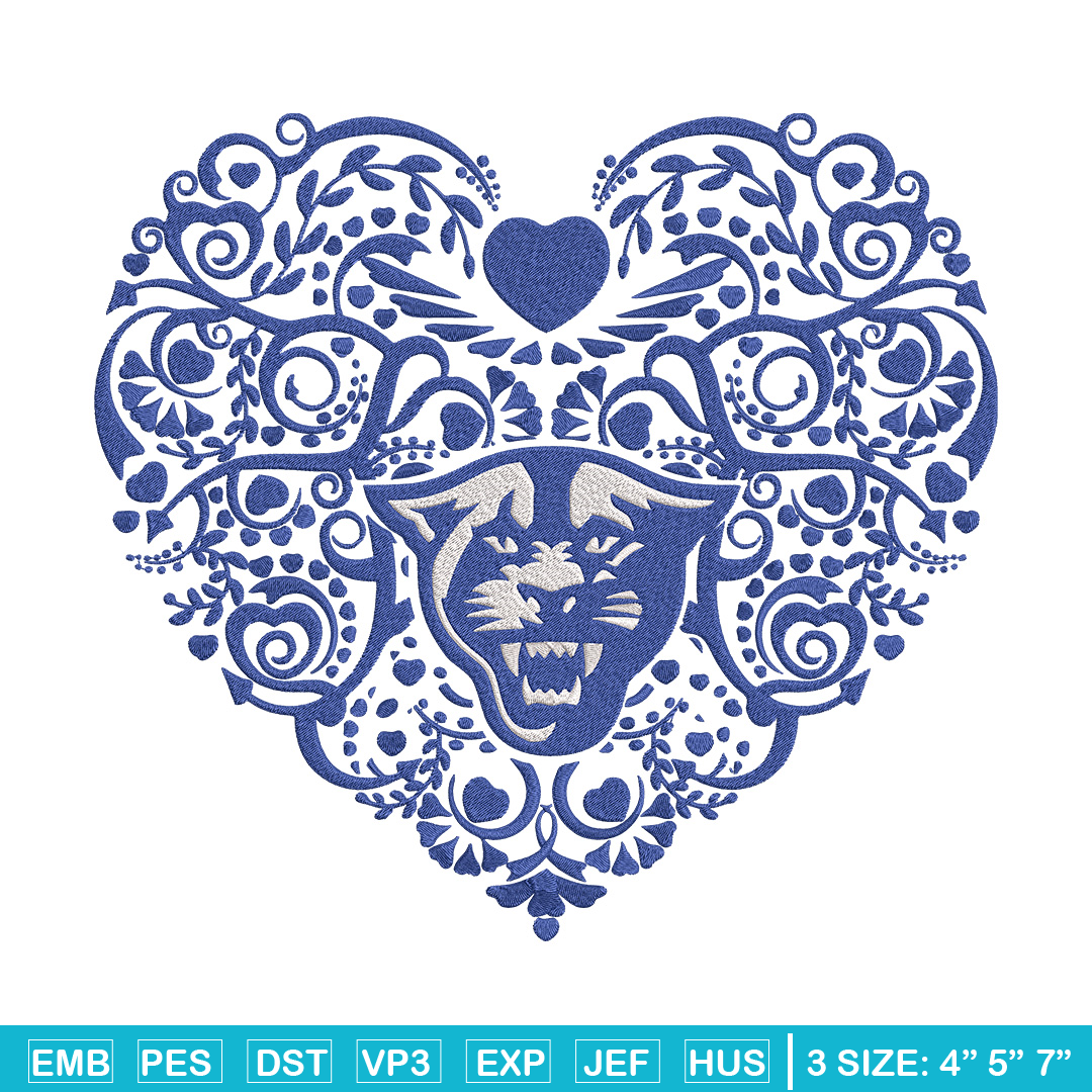 Georgia State heart embroidery design, NCAA embroidery, Spo | Inspire ...
