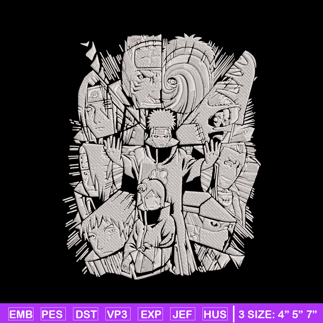 Akatsuki poster Embroidery Design, Naruto Embroidery, Embroi | Inspire ...