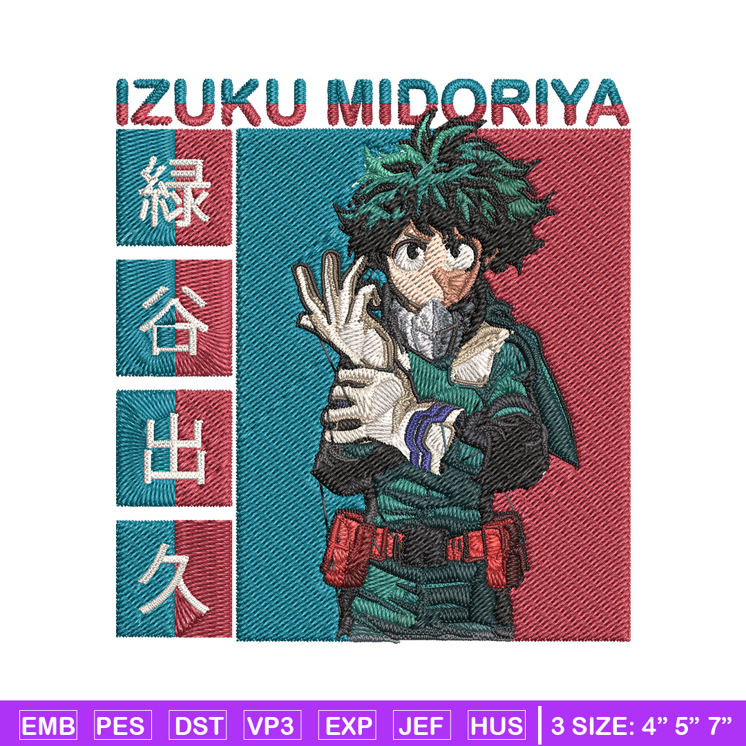 Deku Poster Embroidery Design, Mha Embroidery, Embroidery Fi | Inspire ...