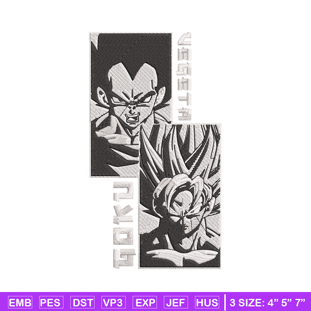 Goku x Vegeta Embroidery Design, Dragonball Embroidery, Embr | Inspire ...