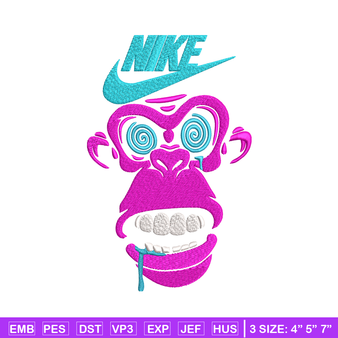 Monkey Nike Embroidery design, Monkey Embroidery, Nike desig | Inspire ...