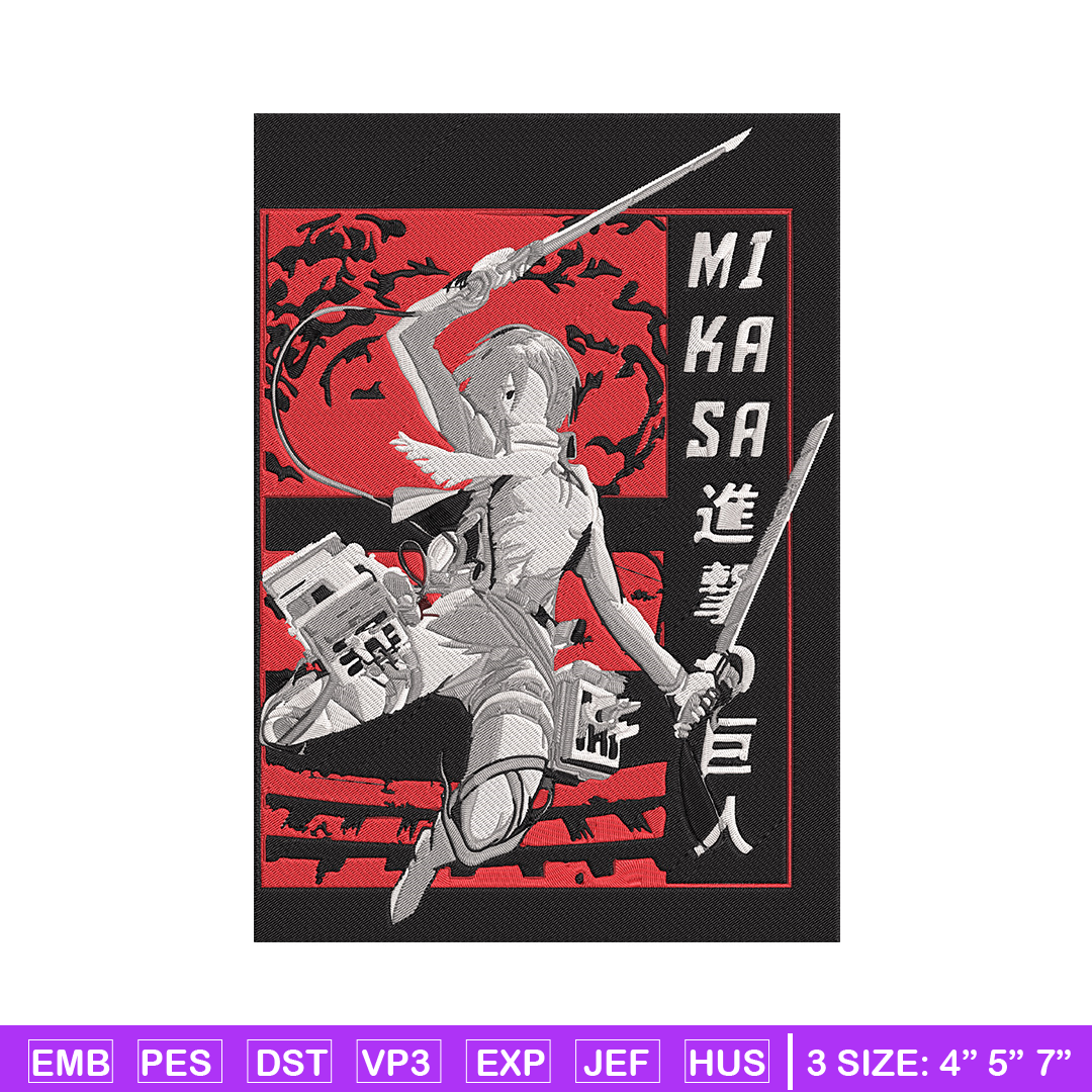 Poster Mikasa Embroidery Design, Aot Embroidery, Embroidery | Inspire ...