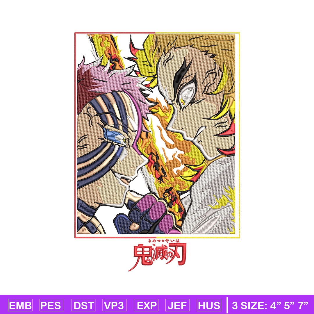 Rengoku vs akaza Embroidery Design,Demon slayer Embroidery,E | Inspire ...