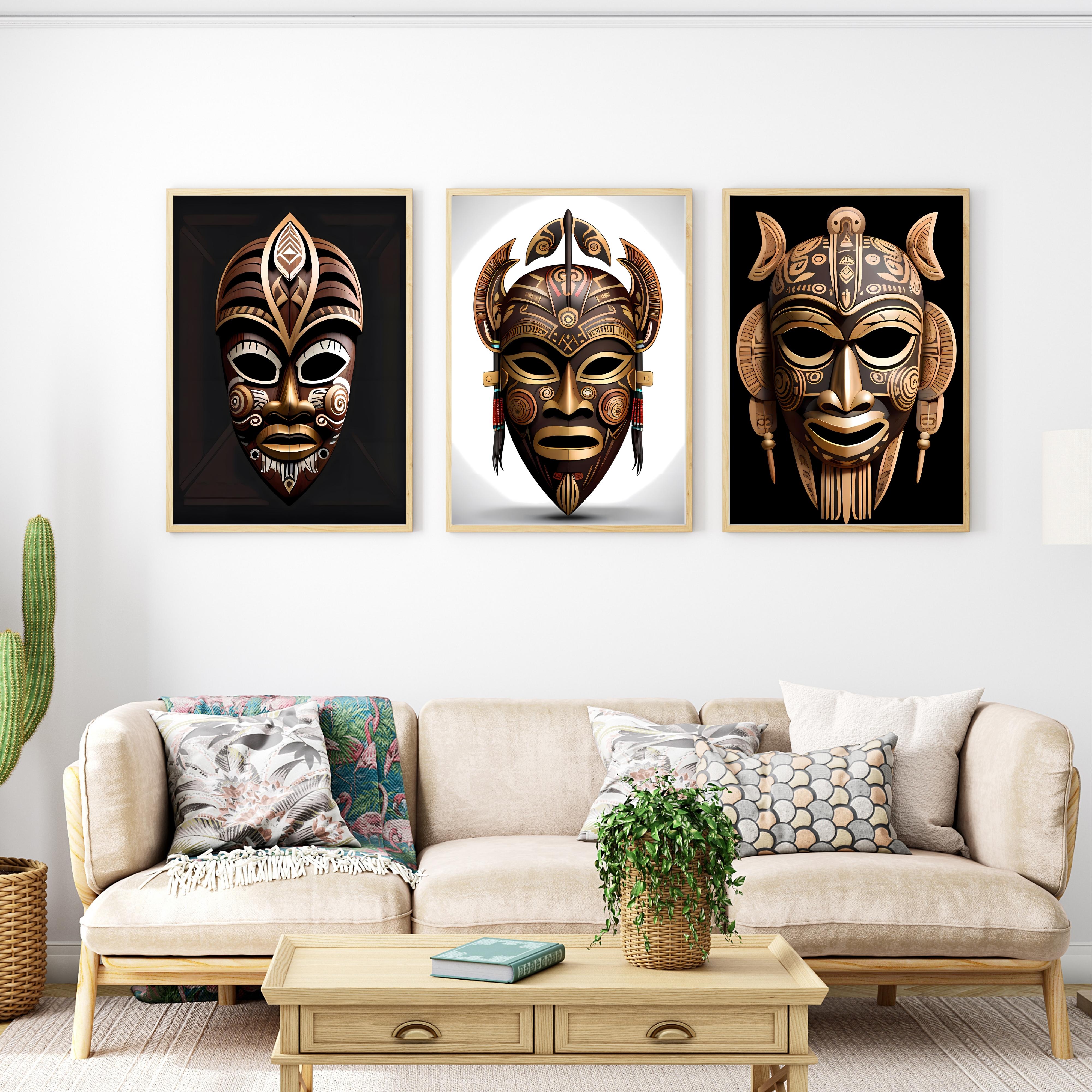 Set of 6 Indonesian Mask Printable Wall Art: Ethnic and Trad | Inspire ...