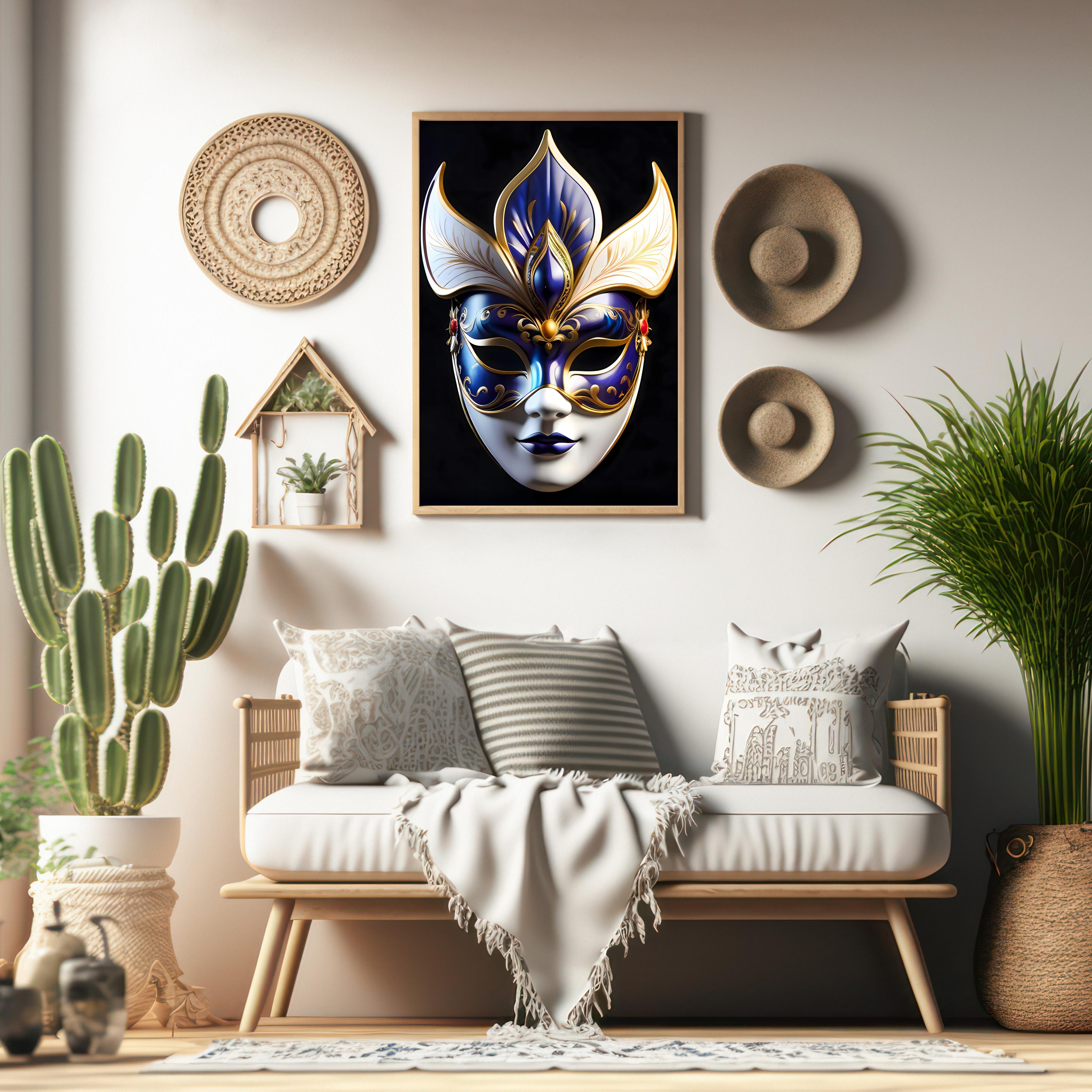 Venetian Carnival Mask Printable Wall Art, Traditional Venic - Inspire ...