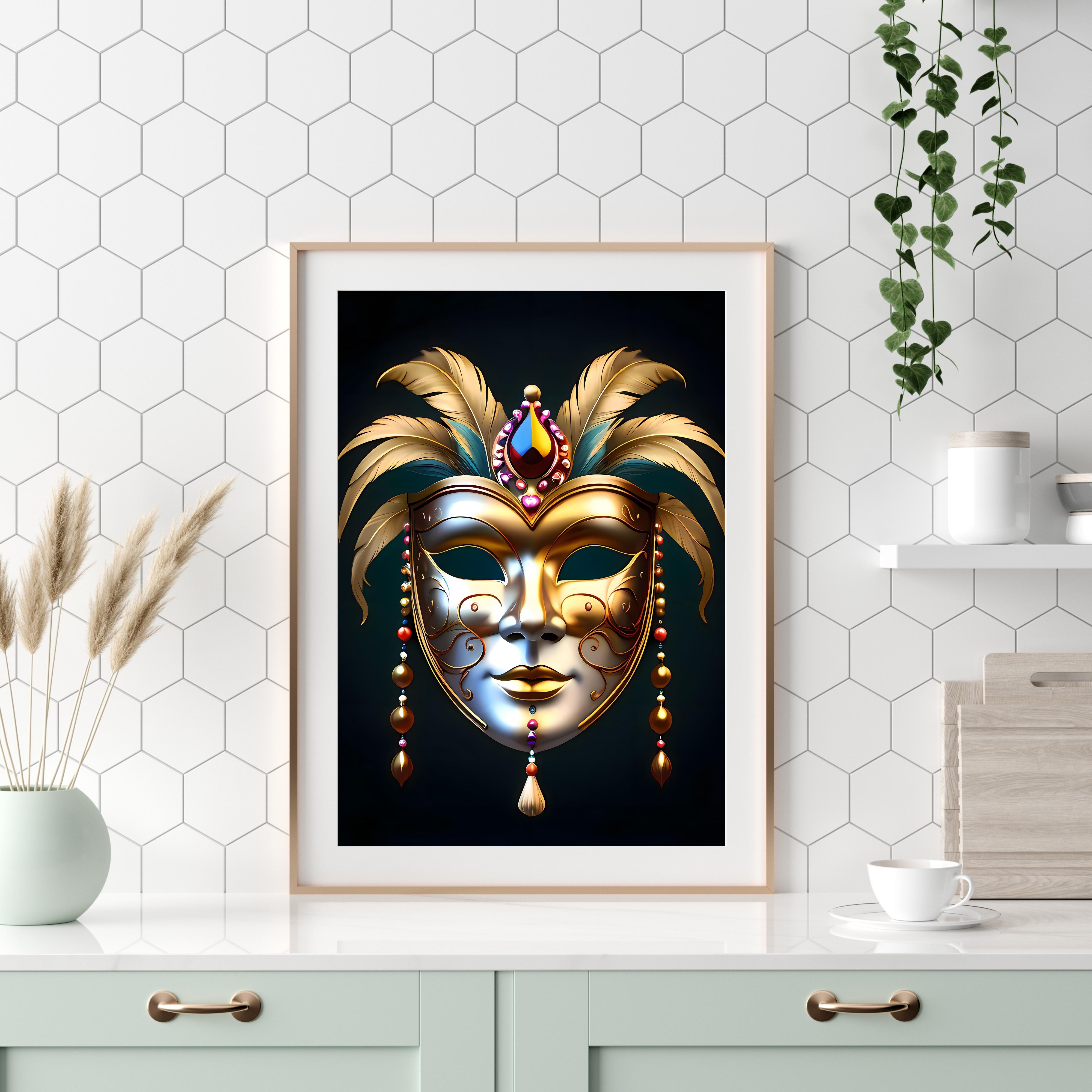 Venetian Carnival Mask Printable Wall Art, Traditional Venic - Inspire ...