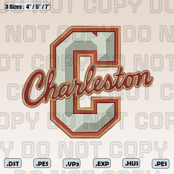 College of Charleston Cougars Logos Embroidery Designs, NCAA - Inspire ...