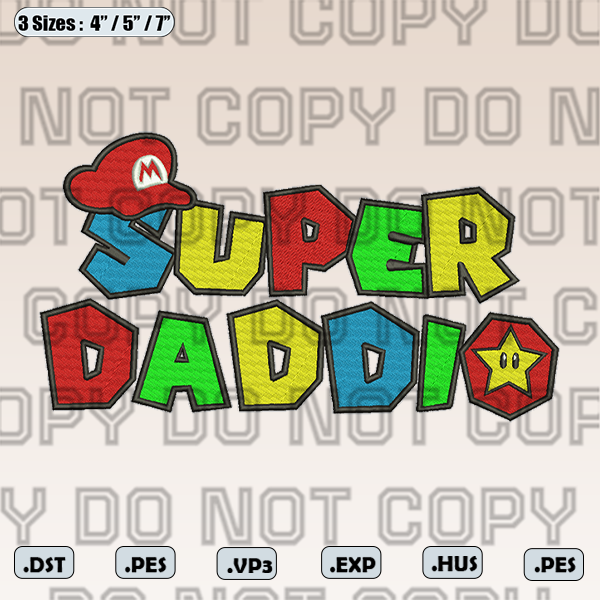 Super Daddio Embroidery Design, Cartoon Game Dad Embroidery, - Inspire ...