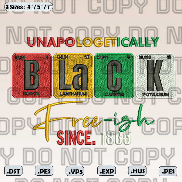 Juneteenth Periodic Table Embroidery Design, Juneteenth Day - Inspire ...
