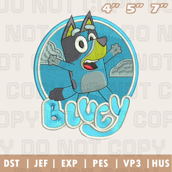 Bluey Character Embroidery Design, Cartoon Embroidery Design - Inspire ...