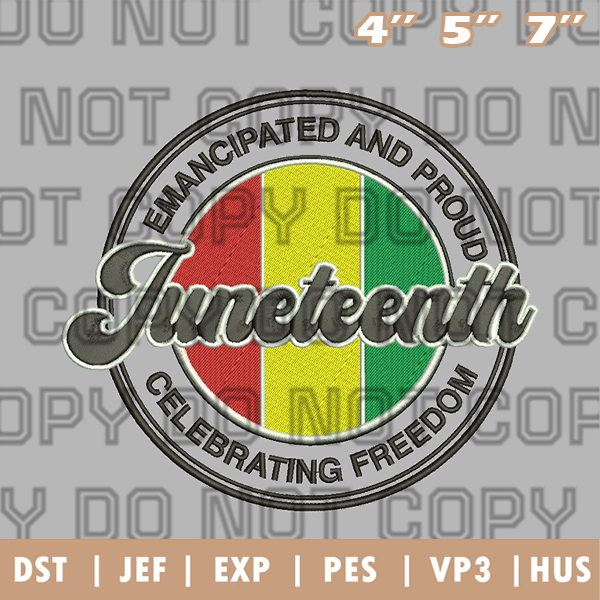 Juneteenth Day Embroidery Design, Juneteenth 1865 Embroidery - Inspire ...
