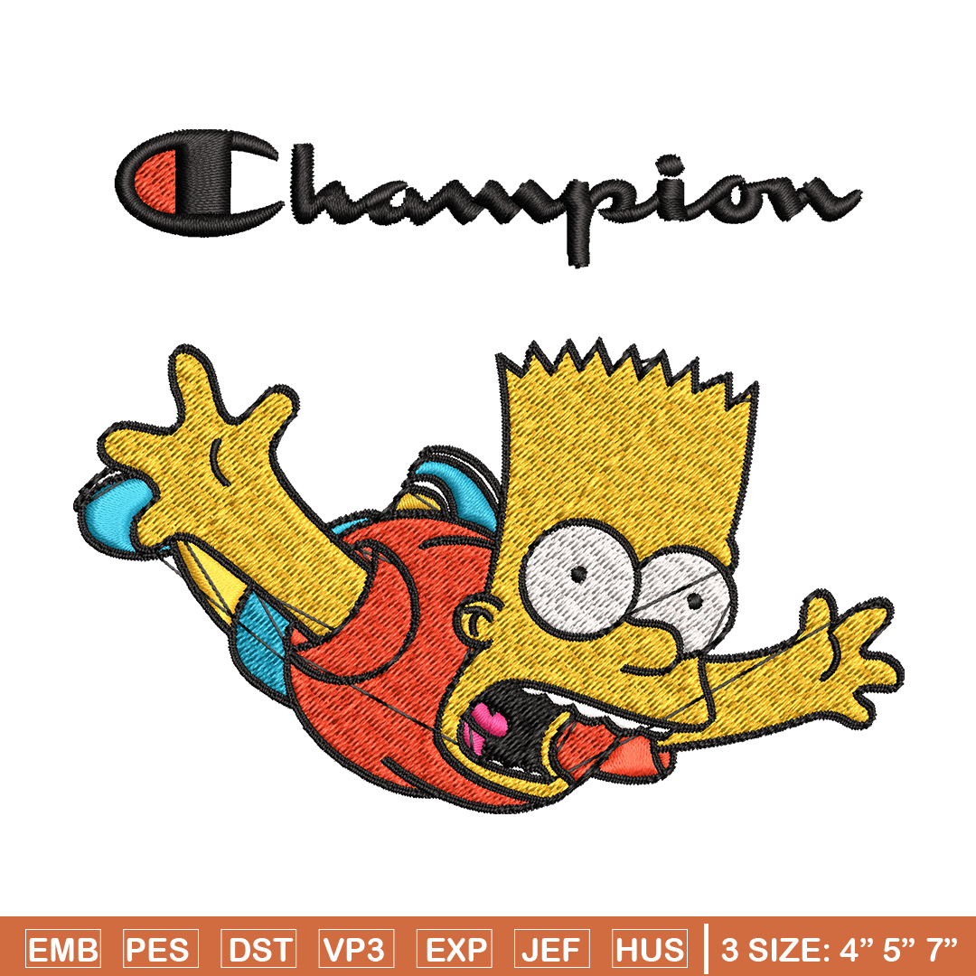 Bart Simpson Champion Embroidery design, Simpson Embroidery, | Inspire ...