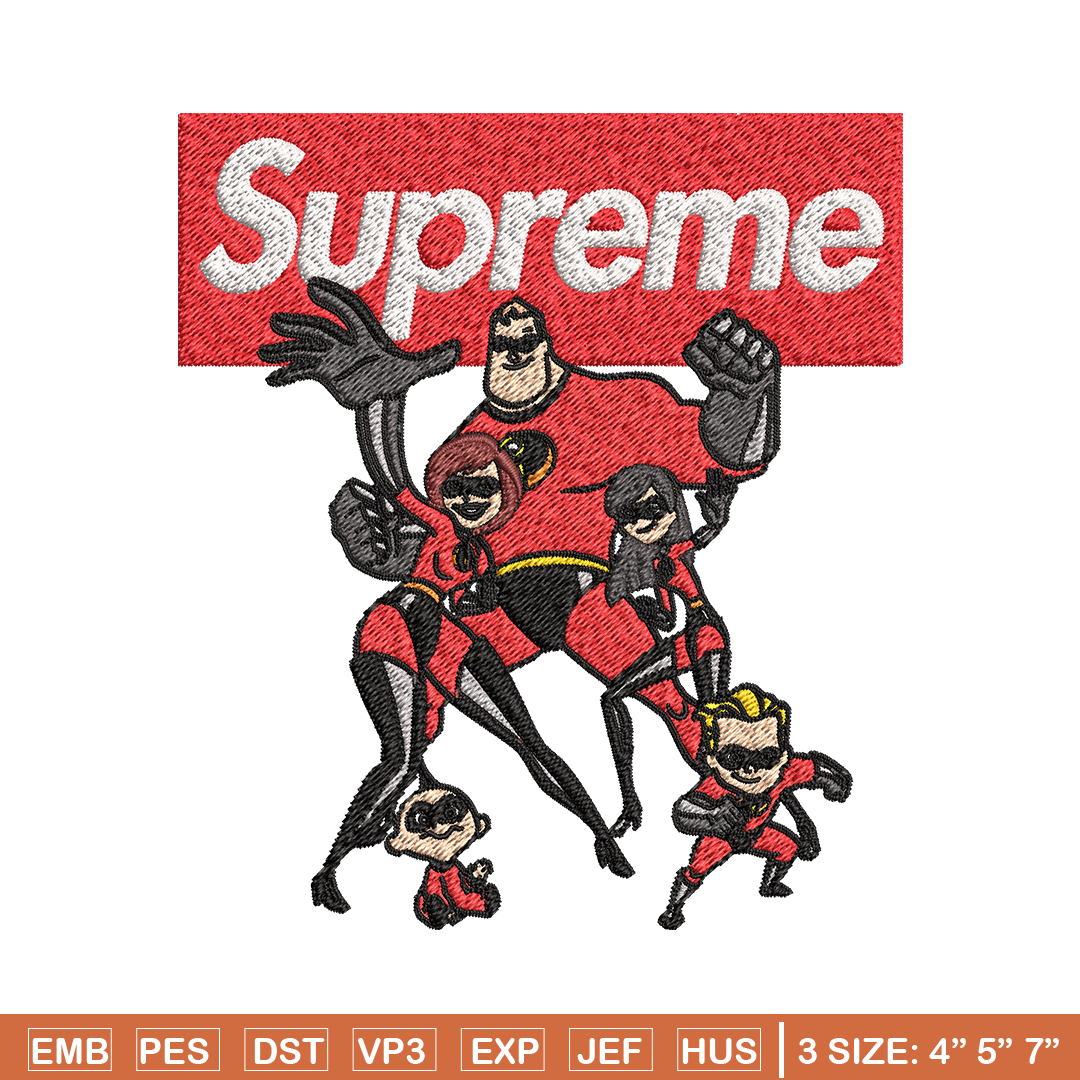 Incredibles supreme logo Embroidery design, supreme cartoon | Inspire ...
