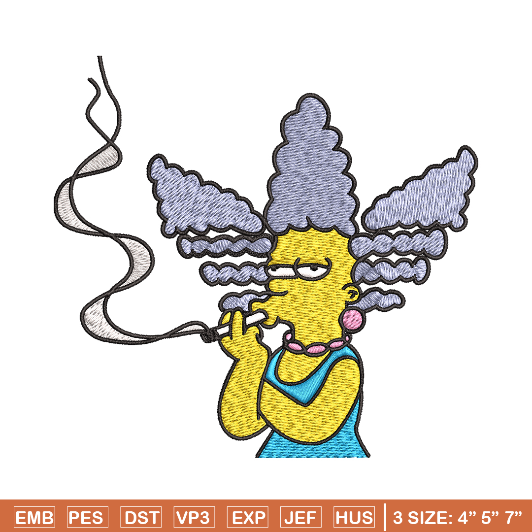 Marge Simpson Smoking Embroidery design, Marge Simpson Embro | Inspire ...