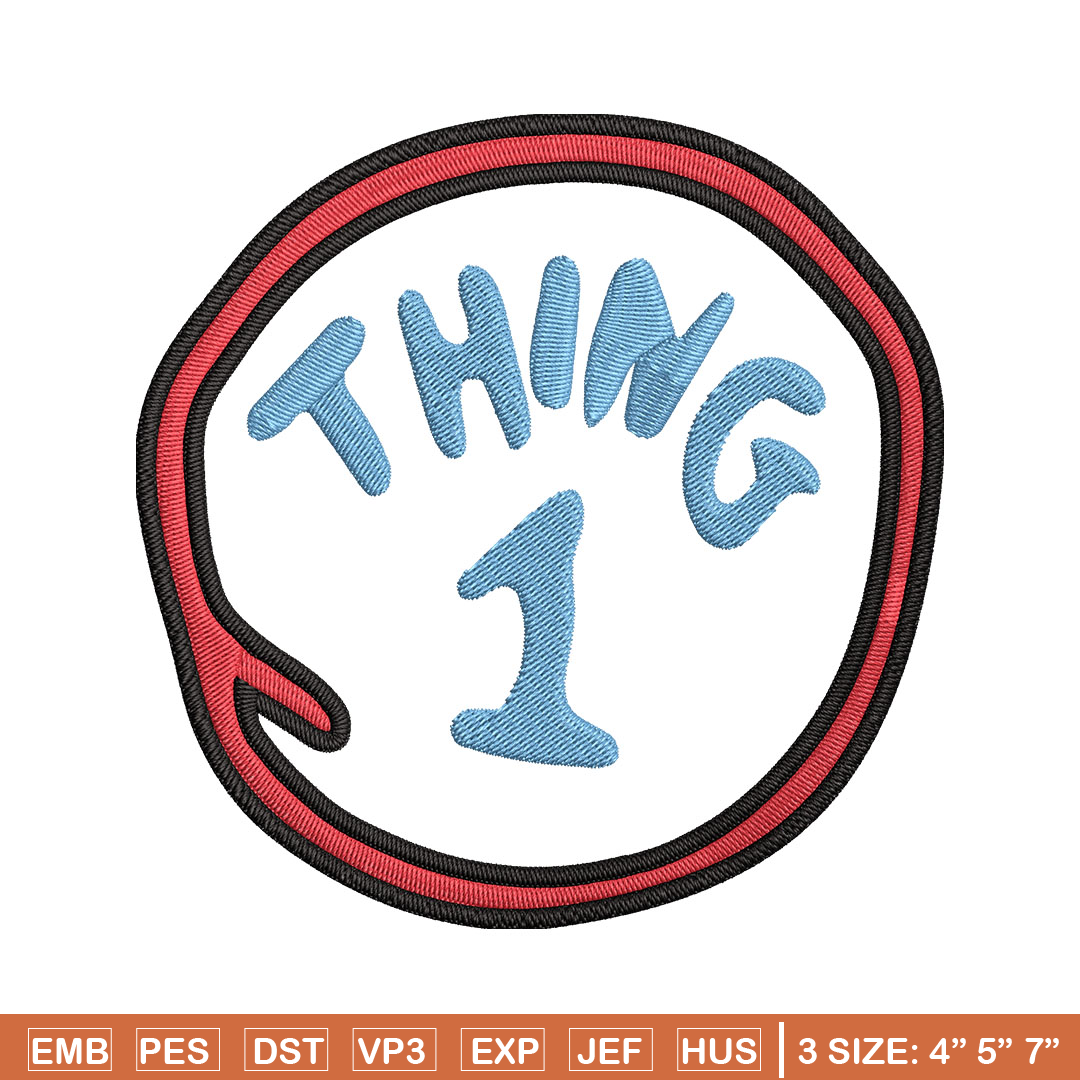 Thing 1 logo Embroidery Design, Embroidery File, logo Embroi | Inspire Uplift