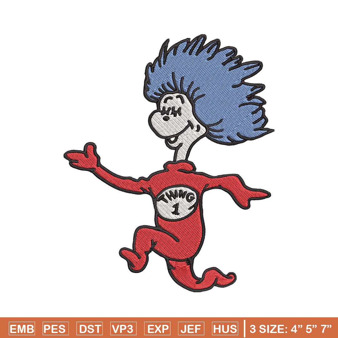 Thing One Embroidery Design, Dr seuss Embroidery, Embroidery | Inspire ...