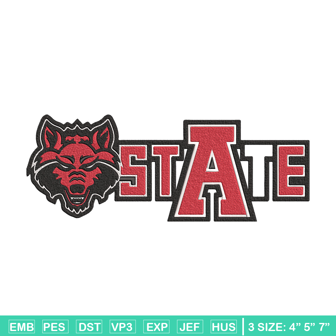 Arkansas State logo embroidery design, NCAA embroidery, Spor | Inspire ...
