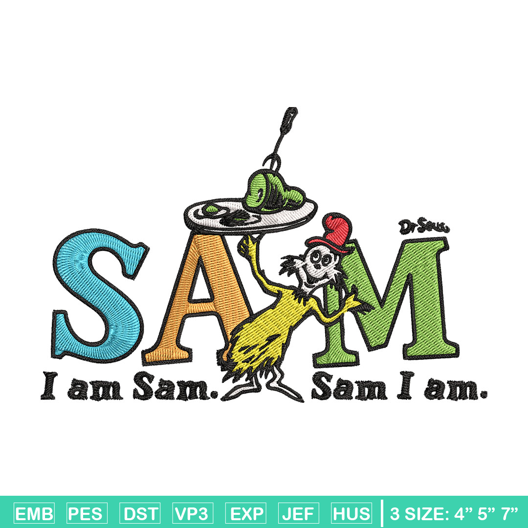 I am Sam Sam I Am Dr. Seuss Embroidery Design, Dr Seuss Embr | Inspire ...