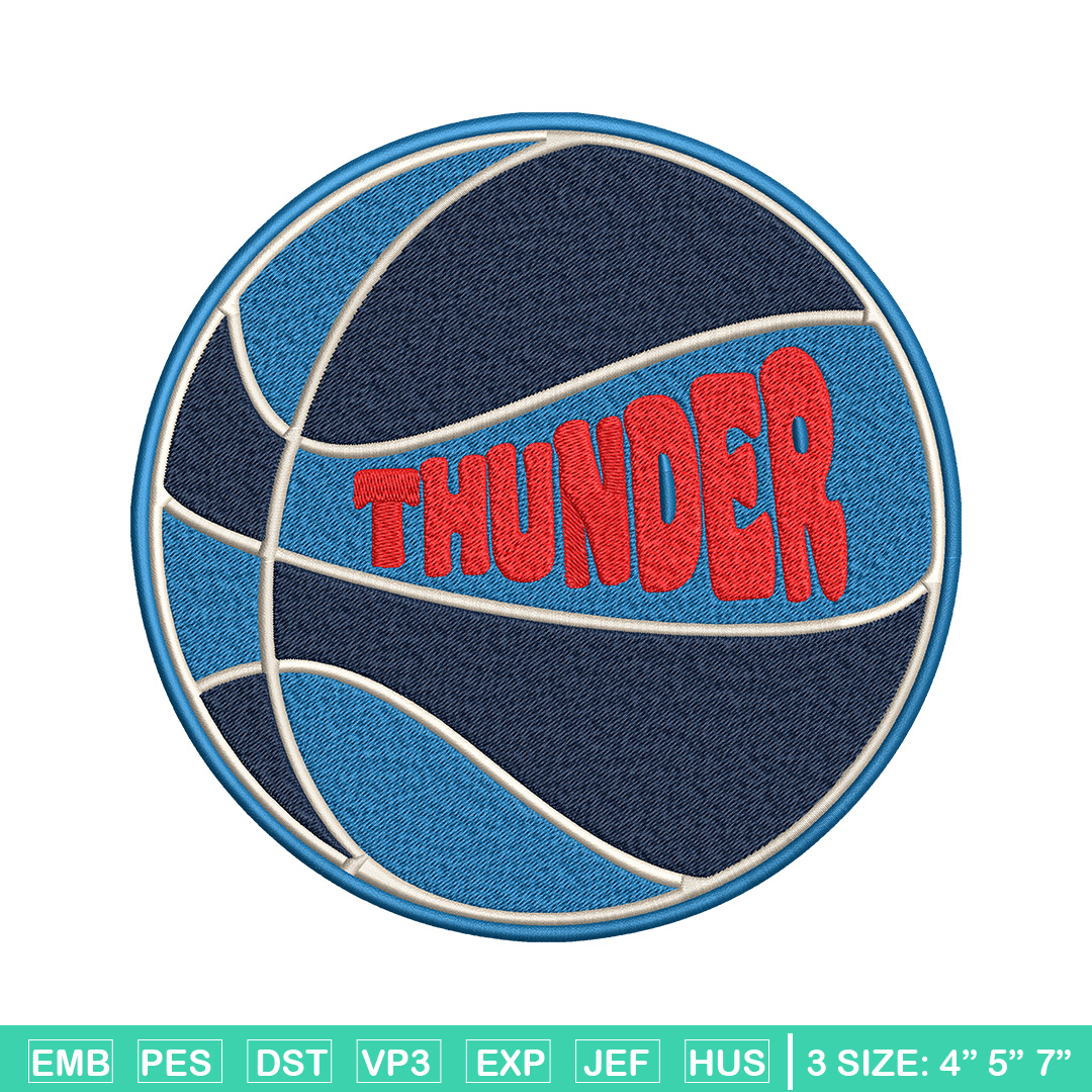 Oklahoma Thunder logo embroidery design,NBA embroidery, Spor | Inspire ...